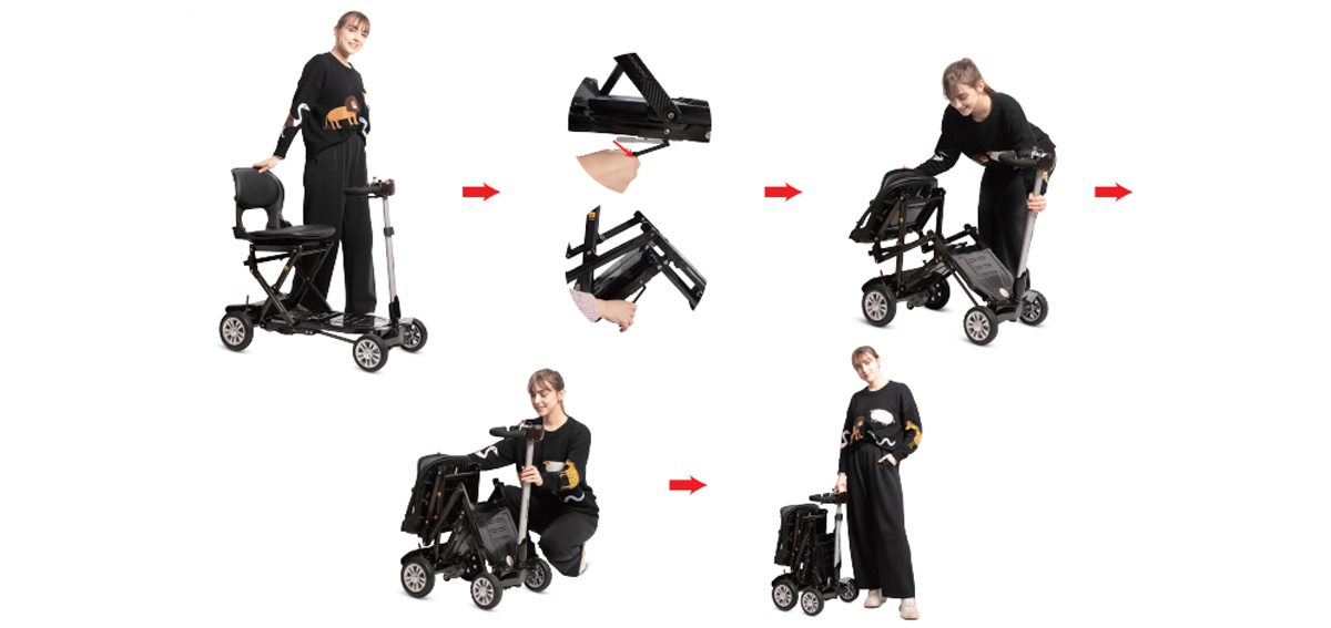 JBH Kırmızı Karbon Fiber Katlanabilir Mobilite Scooter FBC01 - JBH