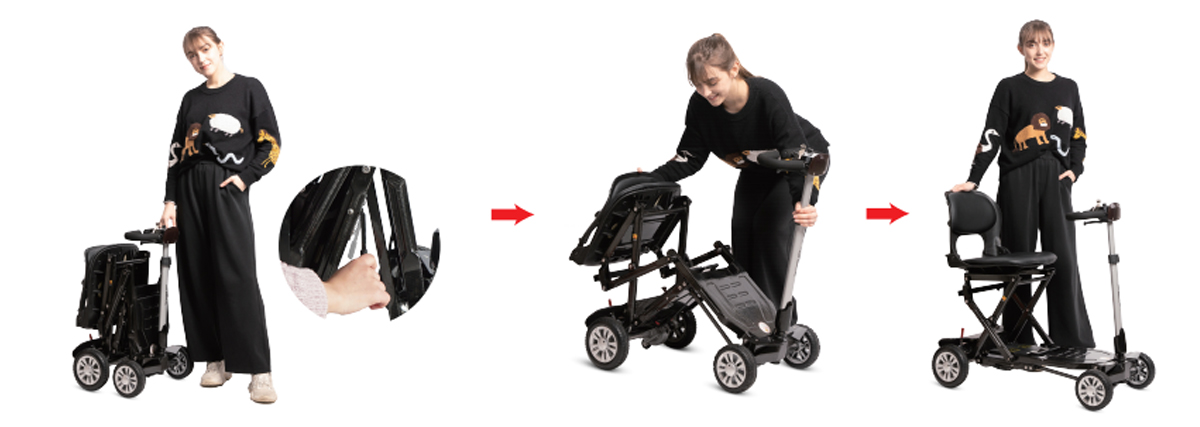 JBH Kırmızı Karbon Fiber Katlanabilir Mobilite Scooter FBC01 - JBH